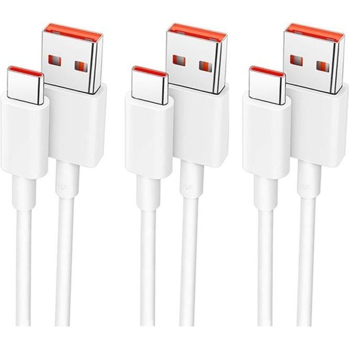 3x Câble Charge Rapide 6A USB-C pour Xiaomi Redmi Note 11-11S Note 11 ...