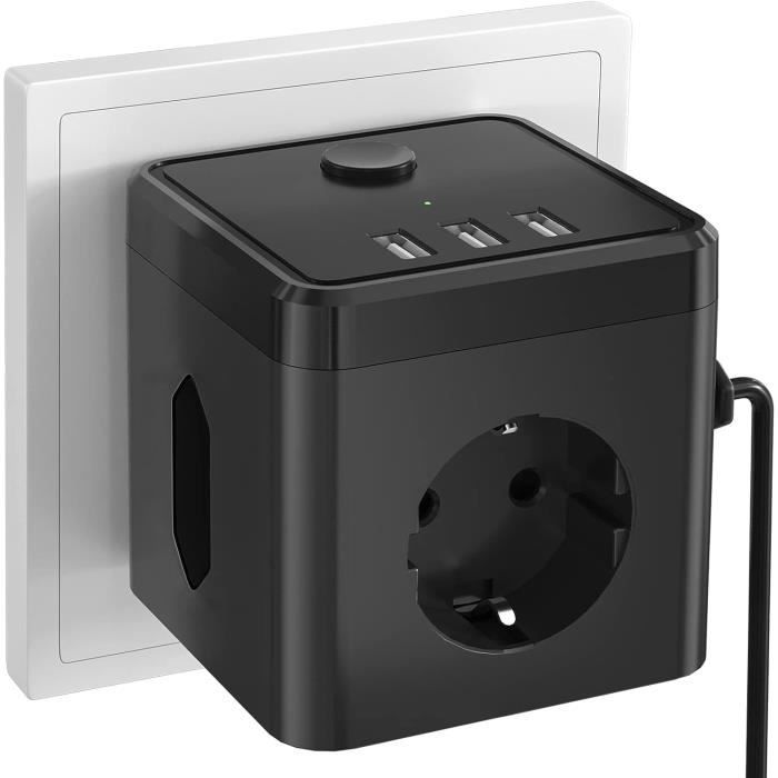 Cube Multiprise Usb 7 En 1 Sans Câble, Cube De Prise Avec Interrupteur ...