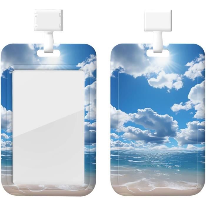 Porte-Badge Avec Lanière Bleu Ciel Et Nuage Blanc - Porte-Carte D ...