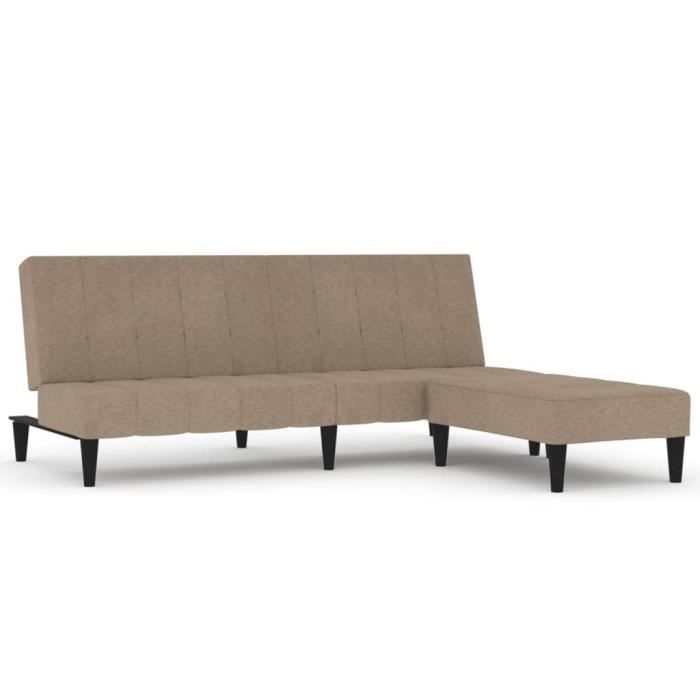 JNG Canapé-lit à 2 places avec tabouret Taupe Tissu microfibre A3121283 ...