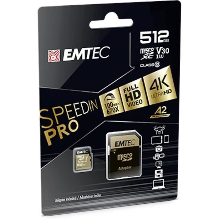 Carte Microsd Uhs-I U3 V30 A1 512 Gb, 256 Go - Ecmsdm256Gxc10Sp - Gamme ...