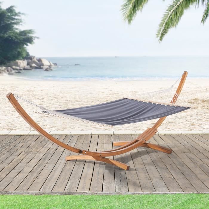 Hamac - EN.CASA - Langadia - Bois massif - Gris - 415 x 120 x 125 cm ...