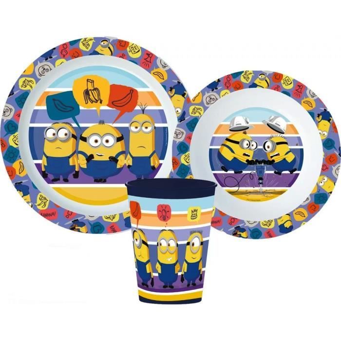 Set repas Les Minions Micro onde gobelet assiette verre réutilisable ...