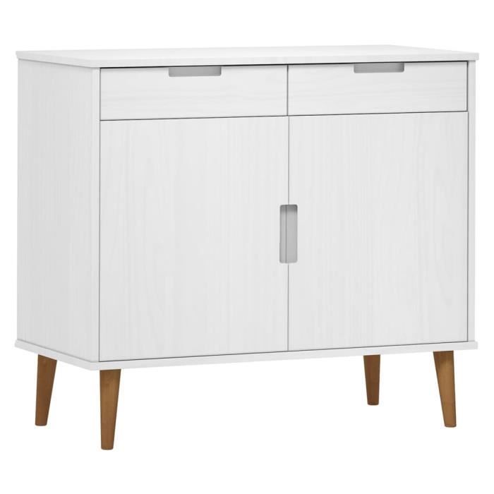 KEENSO Buffet Blanc 90x40x80 cm Bois massif de pin 111607 - Cdiscount ...