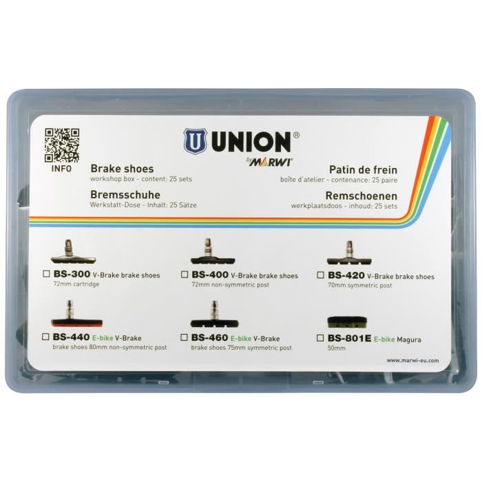 Bloc de freinage - MARWI - BS-440 - V-Brake 80 mm - Asymétrique - Vélo ...