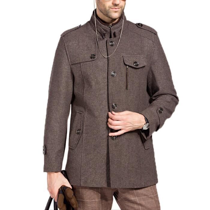 Manteau homme de Marque col standup Manteau en laine mélangée Manteau ...