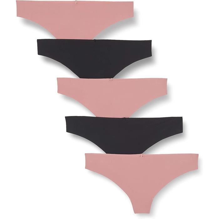 Femme String En Microfibre Invisible, Lot de 5 - Noir-Rosé Grisé,[Z3 ...