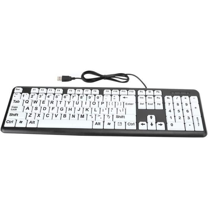 Clavier Gros Caractères Pour Senior, Clavier Confort Visuel Blanc ...