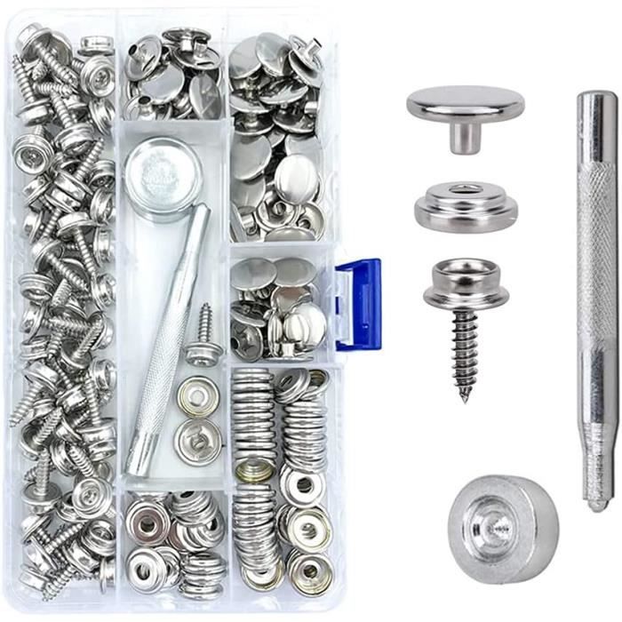 Kit de 152 boutons-pression pour toile avec outil - Vis en acier ...