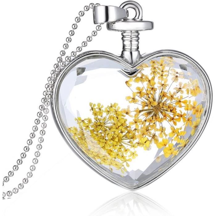 Collier pendentif porte-bonheur avec chaîne de bouteille de fleur ...