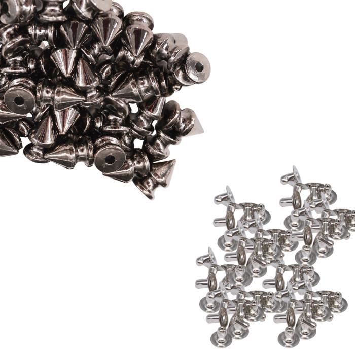 100 pcs Spike Studs Spike Punk Rivets Cuir Rivets Métal Pinback Cône ...