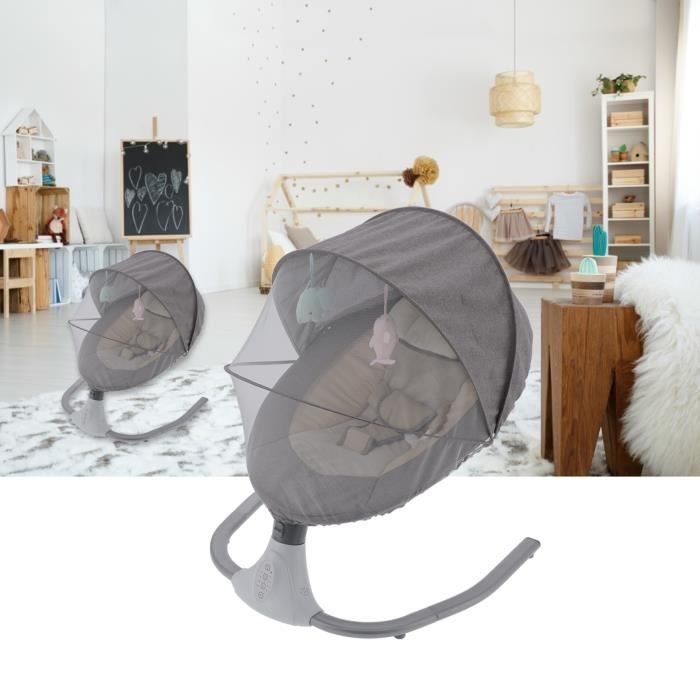 Balancelle bébé - Transat électrique Gris - 4 modes de swing ...