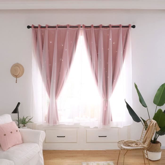 ZERONE Rideau Fenêtre Creux dehors Étoile Style Voile Tulle Pur ...