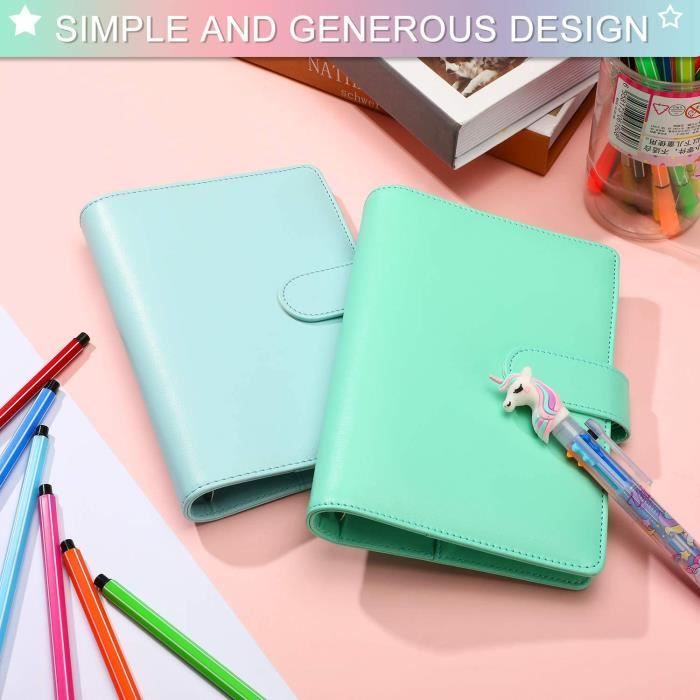 Blanc - Classeur en cuir PU A5 pour ordinateur portable, Classeur à 6 anneaux, Licence ...