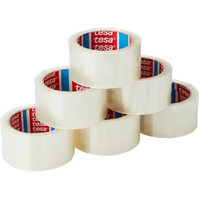 Tesa Clear Strong Packaging Tape, Tower Of 6 Rolls, 50 mm x 66 m (Pack ...