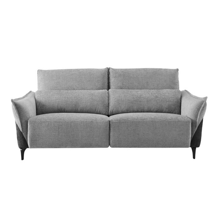 Canapé 3 places relax électrique tissu chenillé bicolore gris et gris ...