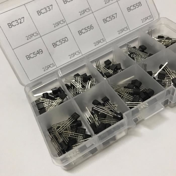 10 valeurs 200pcs BC327 BC558 BC337 BC549 BC550 BC517 BC556 BC547 BC557 ...