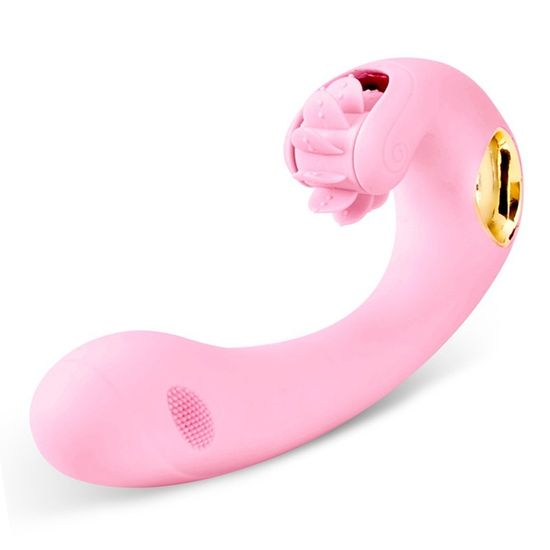 Vibromasseur Rotatif Télescopique à Double Langue Pour Femme Gode