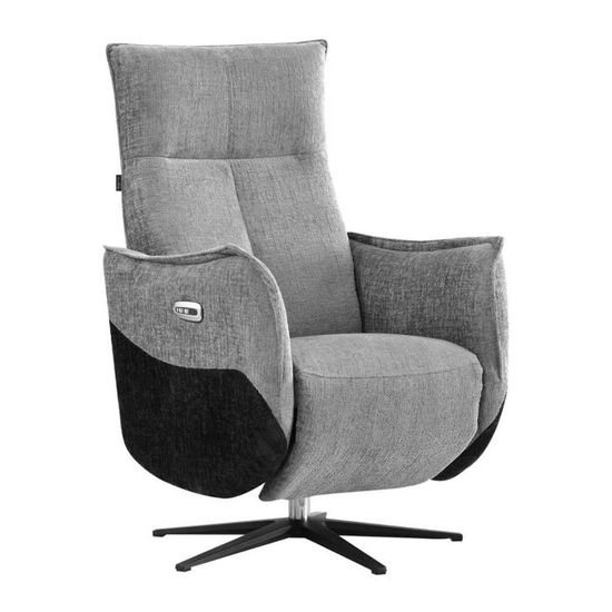 Fauteuil relax électrique pivotant tissu chenillé bicolore gris et gris ...