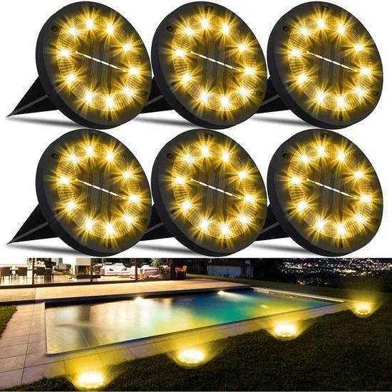 Lampe Solaire Extérieur 6 Pièces, Bordure Noire Lumière Solaire Jardin 10 LEDs Lampe Solaire ...