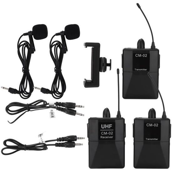 Fdit Micro cravate sans fil 16 canaux UHF sans fil 1 pour 2 microphone ...