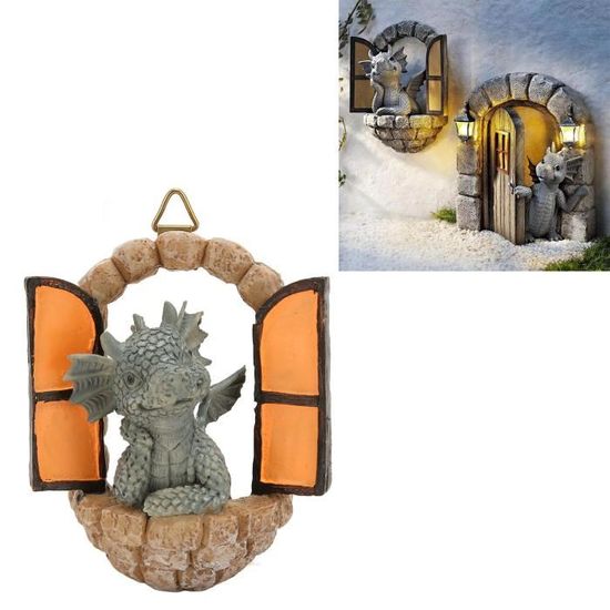 HURRISE statue de dragon de jardin Sculpture de Dragon de cour en ...