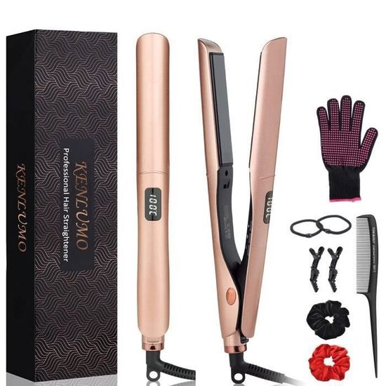 KENLUMO Lisseur Cheveux Professionnel Fer à Lisser Boucleur 2 en 1 Plaques de Tourmaline ...