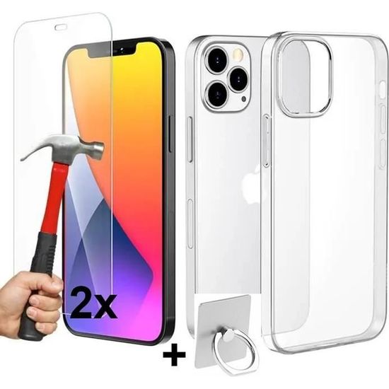 Coque pour téléphone - Silicone Gel - IPHONE 12 - Transparent - 2 ...