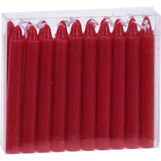 Lot de 20 petites bougies en cire véritable - Rouge - Hauteur : env. 11 ...