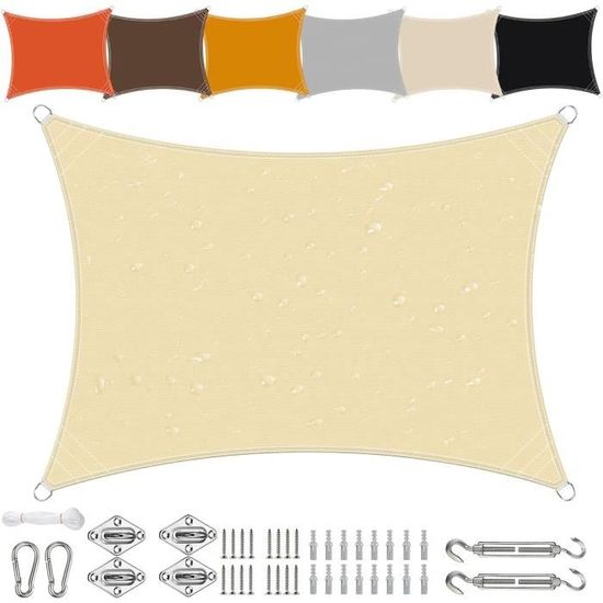 Voile Solaire 2.5X2.2M, Toile Tendu, Protection Soleil, Tissu ...