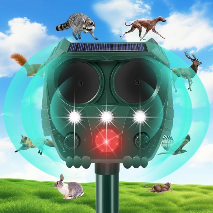 Répulsif solaire à ultrasons pour animaux avec détecteur de mouvement ...