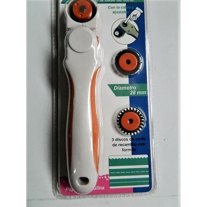 Cutter rotatif 28 mm coupe tissus Couteau Découpeur tissu, cuir, papier ...