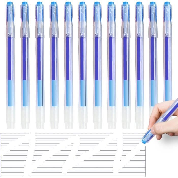 Stylo Effacables Bleu, Stylo Gomme Lot de 12, Stylo Roller Rechargeable ...