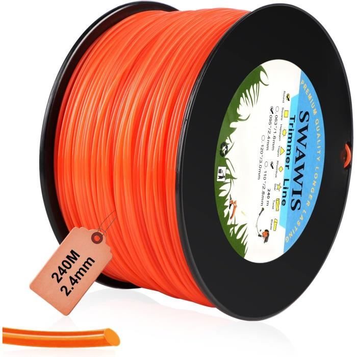 Fil de Coupe Nylon Rond 2,4mm-240M Bobine de Tondeuse Trimmer Line de ...