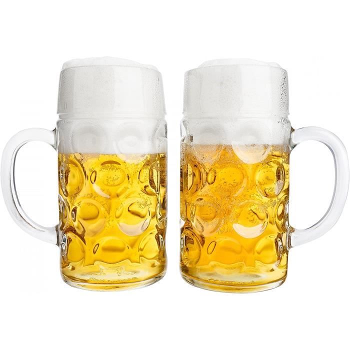 Van Well Lot de 2 chopes de bière de 1 litre | Grande chope avec ...