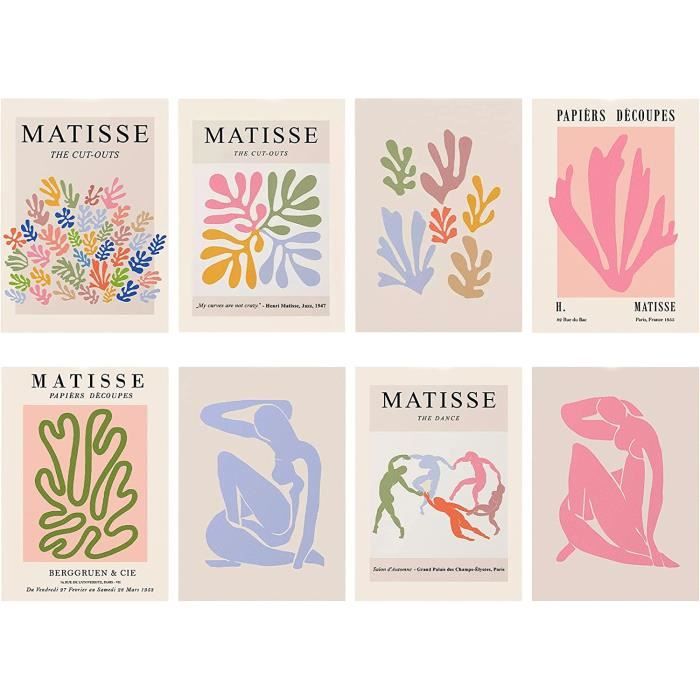 Matisse Lot de 8 affiches d'exposition d'art mural Henri Matisse 20,3 x ...