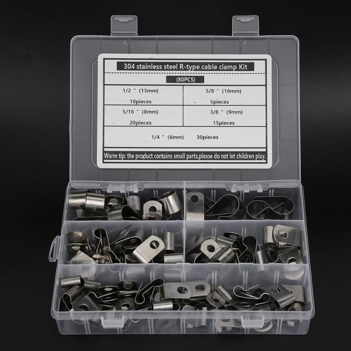 Clip de type R - CIKONIELF - 80PCs - Acier inoxydable résistant à la ...