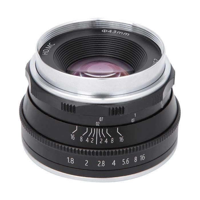 EJ.life Objectif de la caméra 25mm F1.8 Objectif de Caméra sans Miroir en Métal Focus Manuel ...
