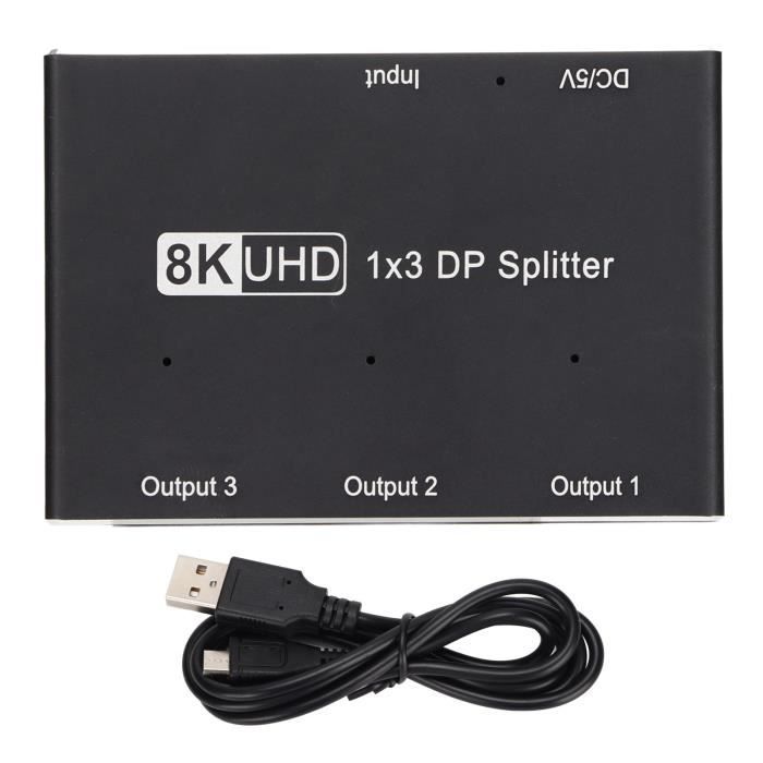Garosa adaptateur 1x3 DisplayPort Splitter 8K 30Hz 4K 144Hz Triple MST ...