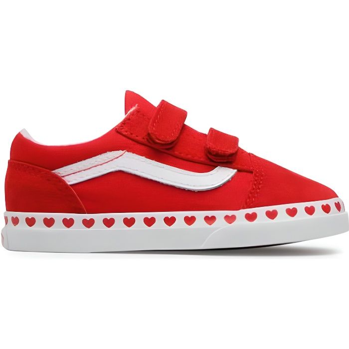 Baskets Vans Old Skool V Bébé Rouge - Cdiscount Chaussures