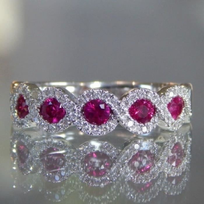 Bague Porte-Bonheur Infinity Pour Femme - Bague En Pierre Cz Rouge ...