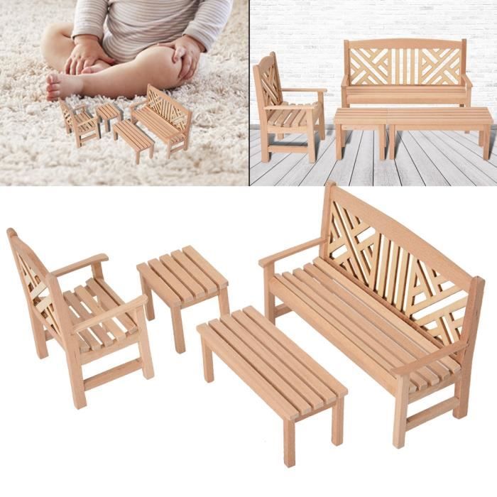 Omabeta Meubles de maison de poupée Table et chaises pour maison de poupée, échelle 1:12 ...