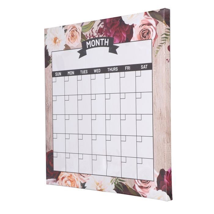 Qiilu calendrier effaçable Calendrier mural effaçable à sec MDF ...