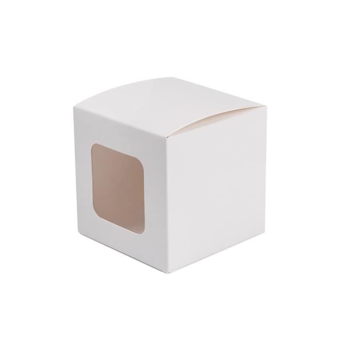 WHITE-9x9x9cm -Boîtes à fenêtre kraft blanc-noir-marron,10 pièces ...