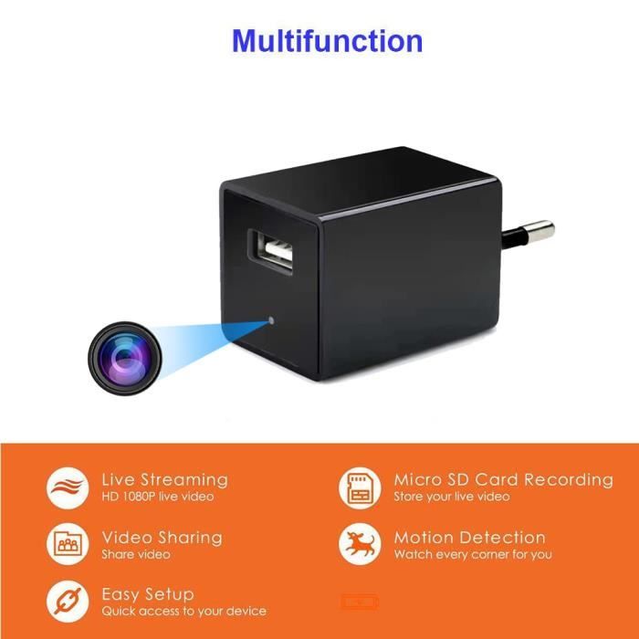 Caméra US Plug avec carte 32G-Mini caméra de surveillance IP WiFi HD ...