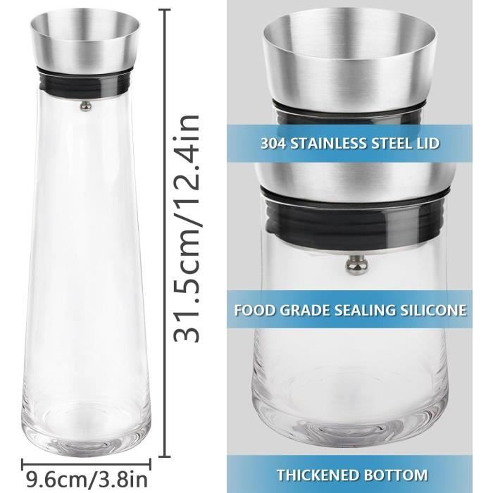 Carafe en Verre, 1L Carafe Eau en Verre Avec Couverture Carafe Eau ...