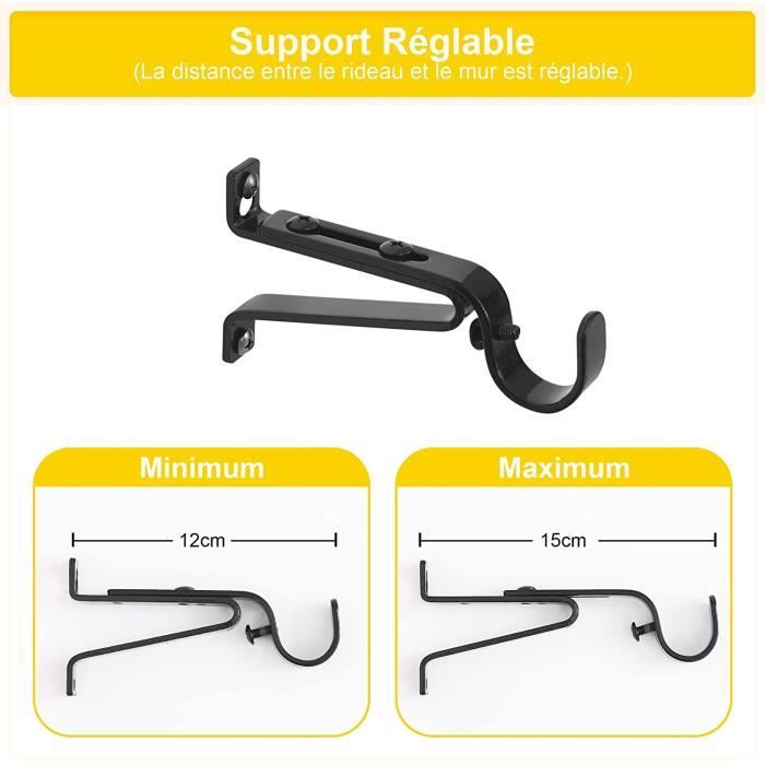 Barre Rideau Extensible avec Embouts en Forme Ronds, 182 à 365 cm, 2 ...