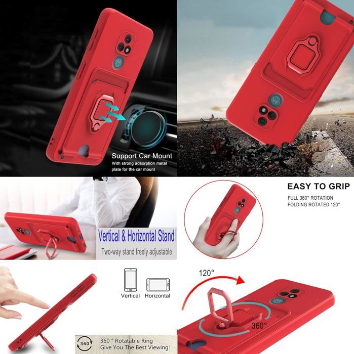 Coque rouge de protection avec collier pour Motorola Moto E7 ...