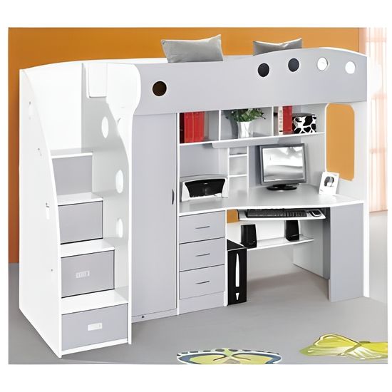 Lit multifonction lola blanc - Cdiscount Maison