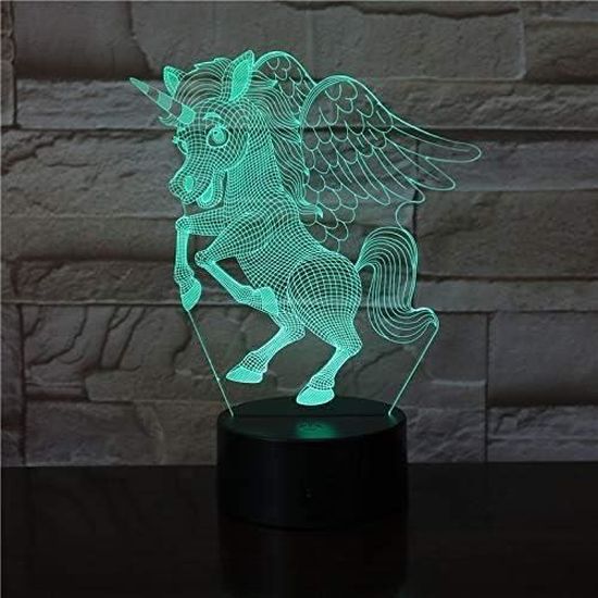 3D Night Light, 3D Illusion Night Lights Unicorn Model Touching Led ...